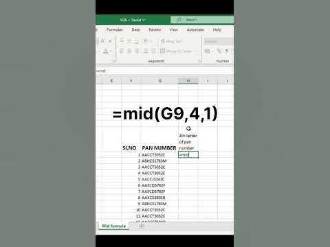 Mid formula | excel shortcut | word separate from sentence | kannada | - YouTube