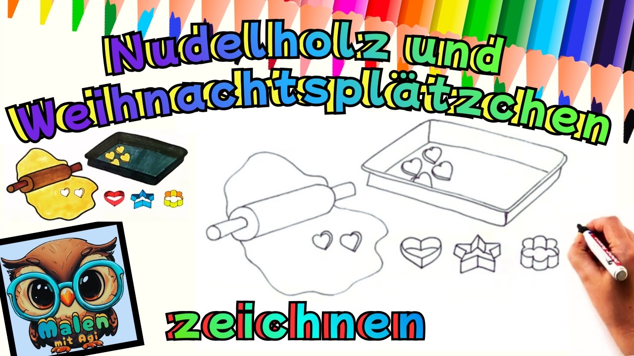 Plätzchen / Nudelholz / Backförmchen / Backblech zeichnen / Tutorial ...