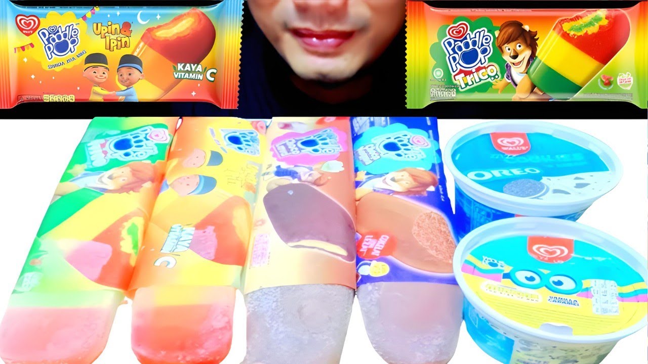 ASMR PADDLE POP ICE CREAM 🌈🤎 PADDLE POP UPIN DAN IPIN, TRICO, CHOCO ...