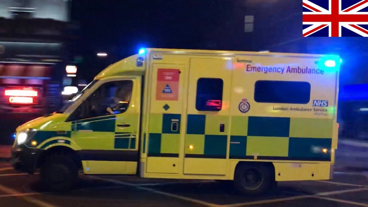 London Ambulances Responding at night with supprise unmarked police ...