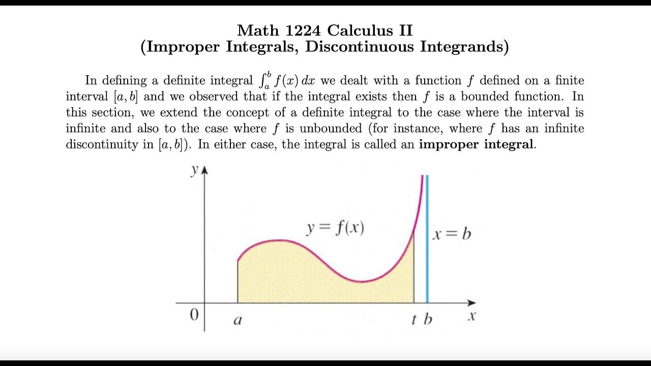 MAT 1224 Section 3.7: Improper Integrals (Part 2, Discontinuous ...