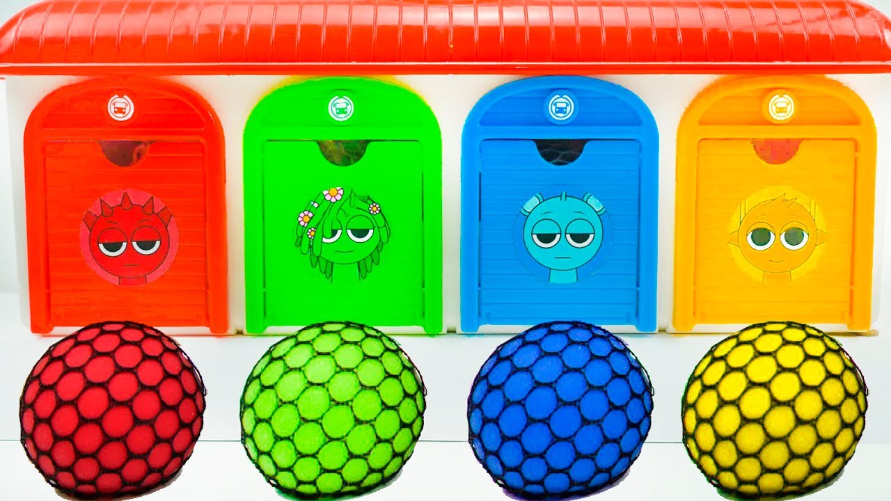 Satisfying Garage How I Made 4 Color ASMR mini slime Balls OF Mixing Rainbow Beads Cutting ASMR ...