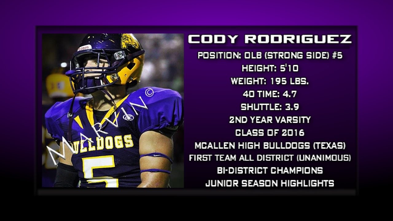 Mchi Bulldogs LB #5 Cody Rodriguez (Junior Highlights) - YouTube