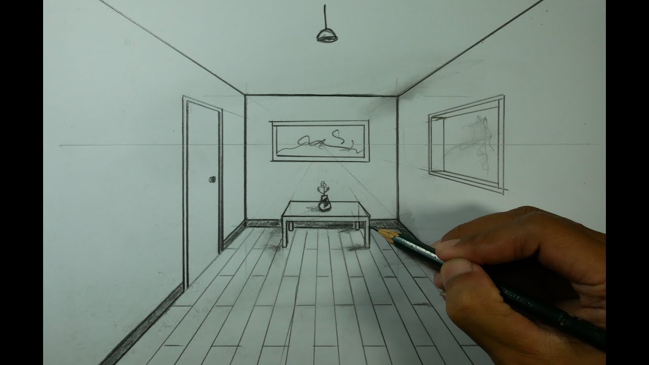 How To Draw a Simple Room in 1 Point Perspective - YouTube