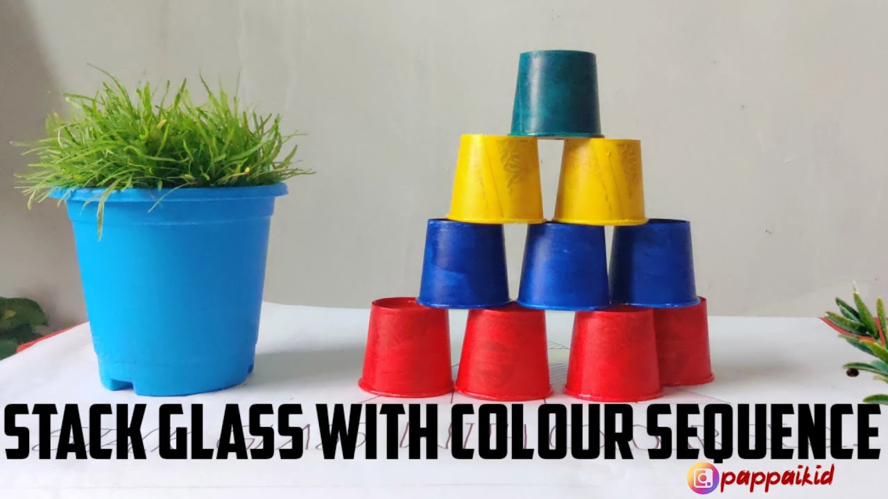 Stack glass with colour sequence/ simple game for kids - YouTube