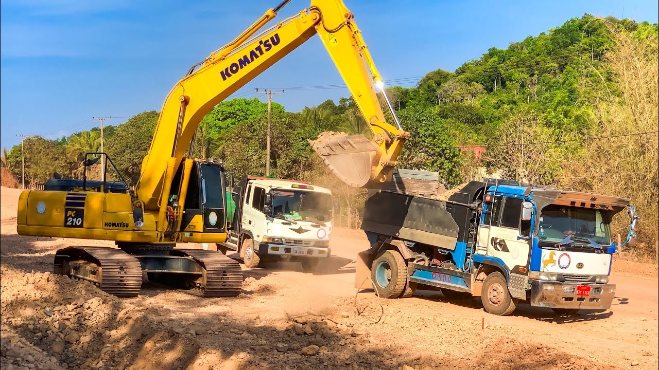 Excavator Loading Trucks - KONAISU Construction Work / #excavator - YouTube