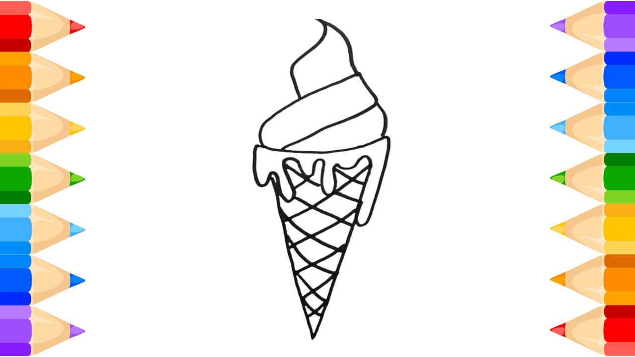 Simple Ice cream drawing || A cute Ice cream Drawing For Toddlers - YouTube