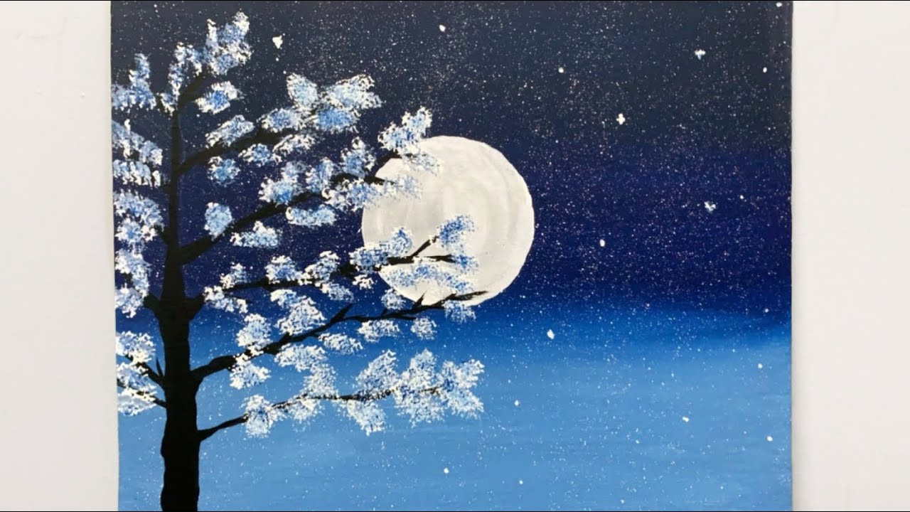 Cold Winter Night | Acrylic Painting - YouTube