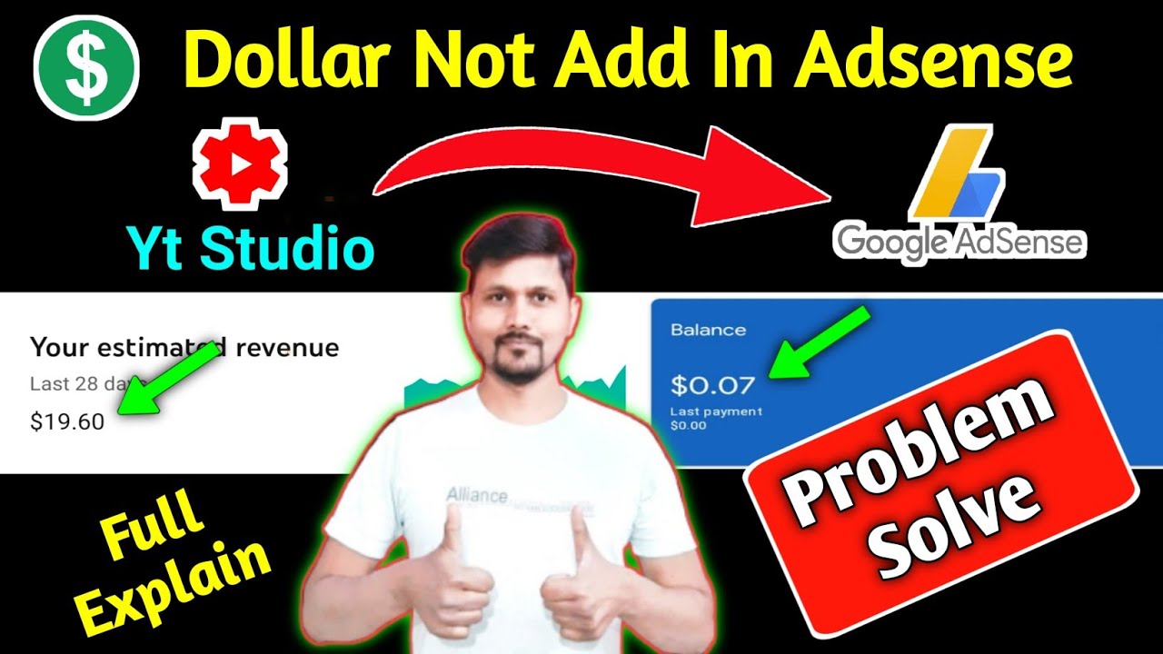 youtube earning not showing in adsense | yt studio dollar showing problem solve - YouTube
