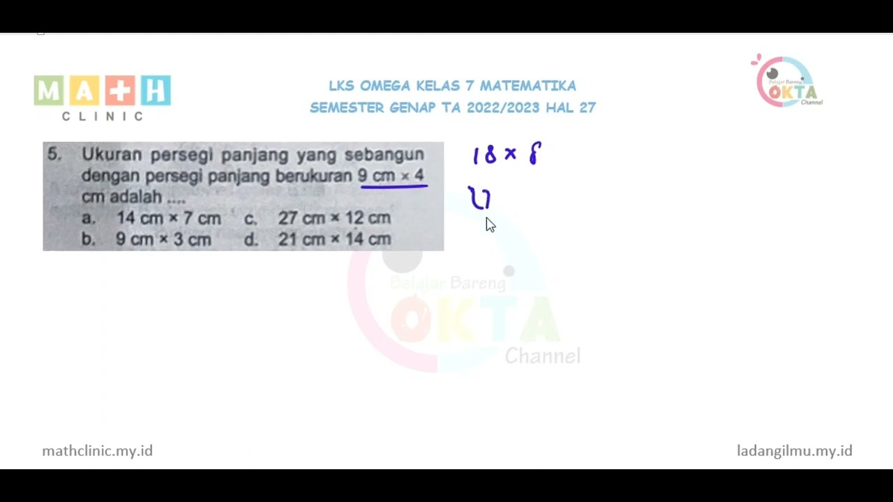 Ukuran persegi panjang yang sebangun dengan persegi panjang berukuran 9 ...