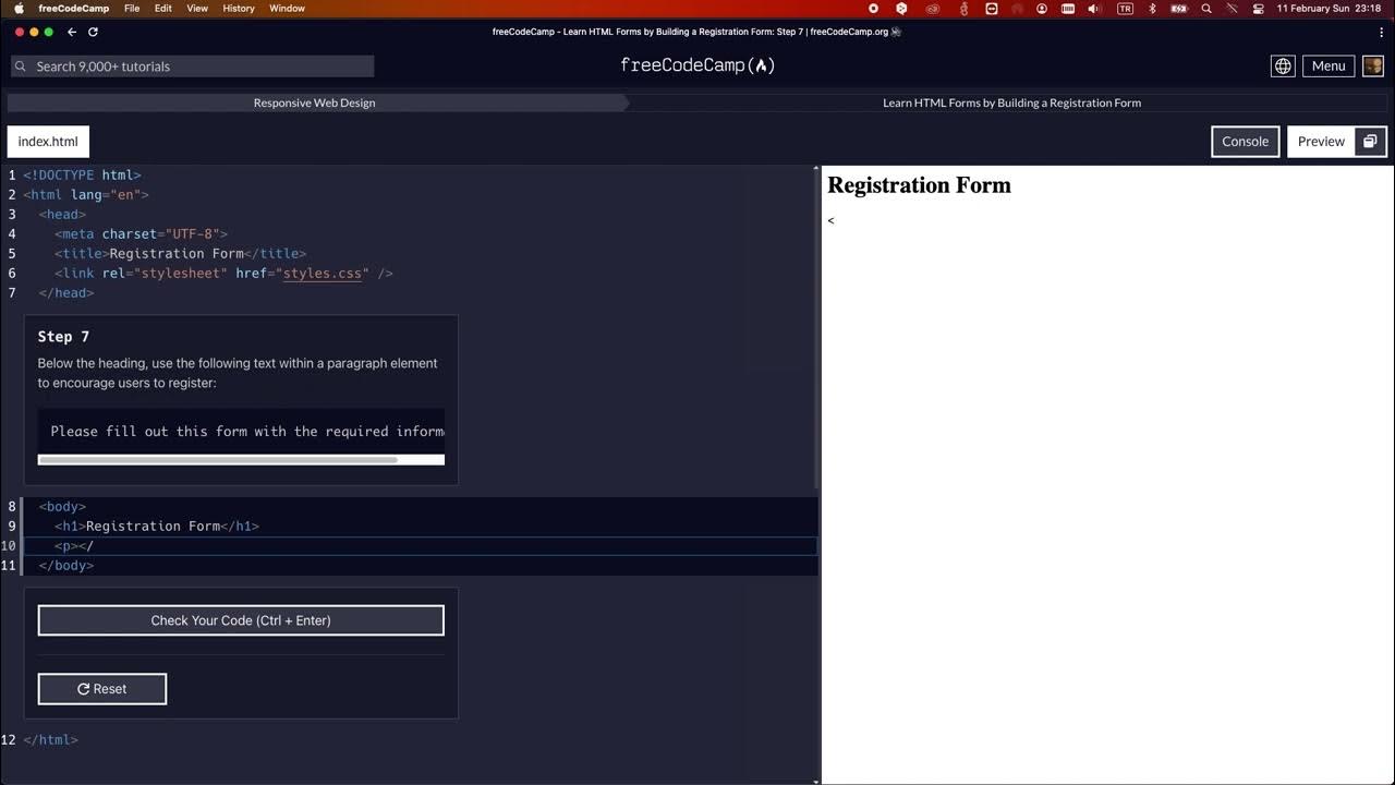 LEARN HTML FORMS BY BUILDING A REGISTRATION FORM STEP 7 #freecodecamp #learncss # ...
