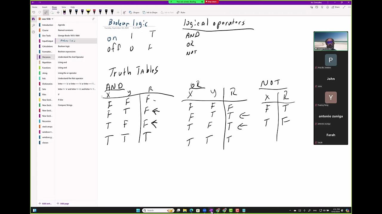 091024 COSC 1336 Python Boolean logic and programming - YouTube