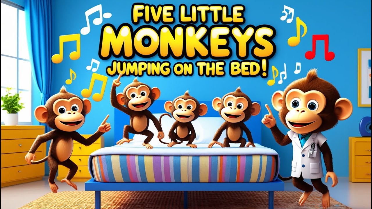 Five Little Monkeys Jumping on the Bed | Fun Nursery Rhyme for Kids ...