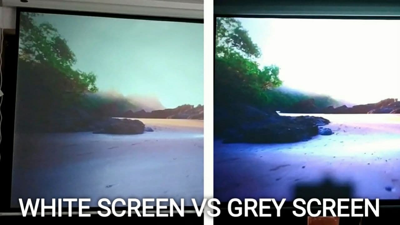 124" White Projection Screen Vs 124" Grey Screen | Side by Side ...