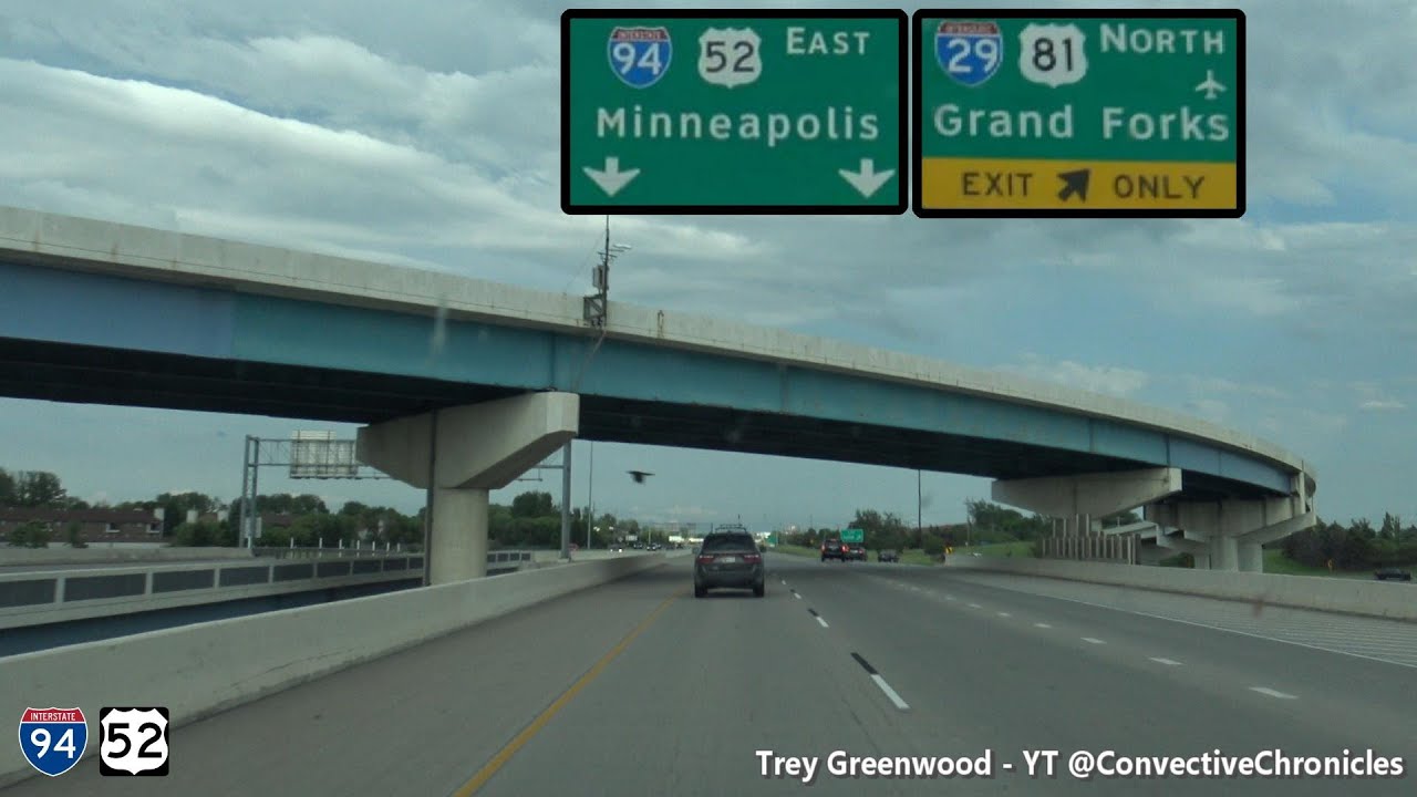 Fargo, ND & Moorhead, MN: I-94 / US-52 East - YouTube
