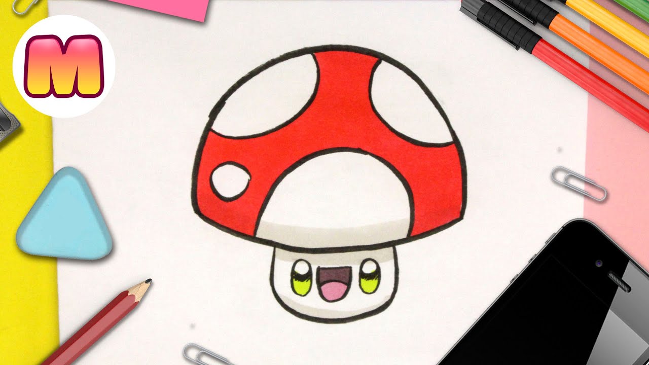 COMO DIBUJAR UNA SETA KAWAII 🍄 Paso a paso y muy FÁCIL 🍄 Dibujo de Seta ...