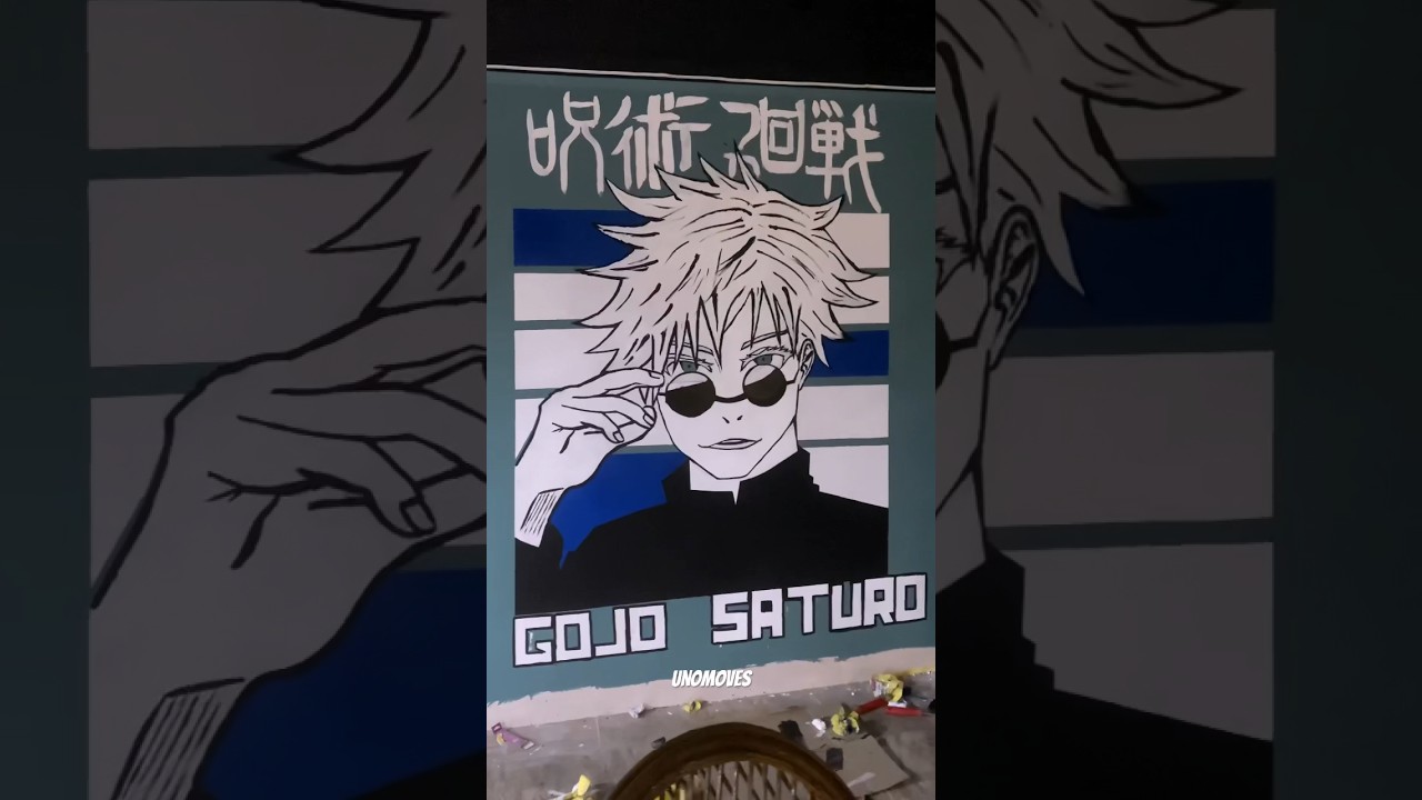 رسم غوجو ساتورو على الجدار #anime #iraq #otaku #gojo #naruto #لوفي # ...