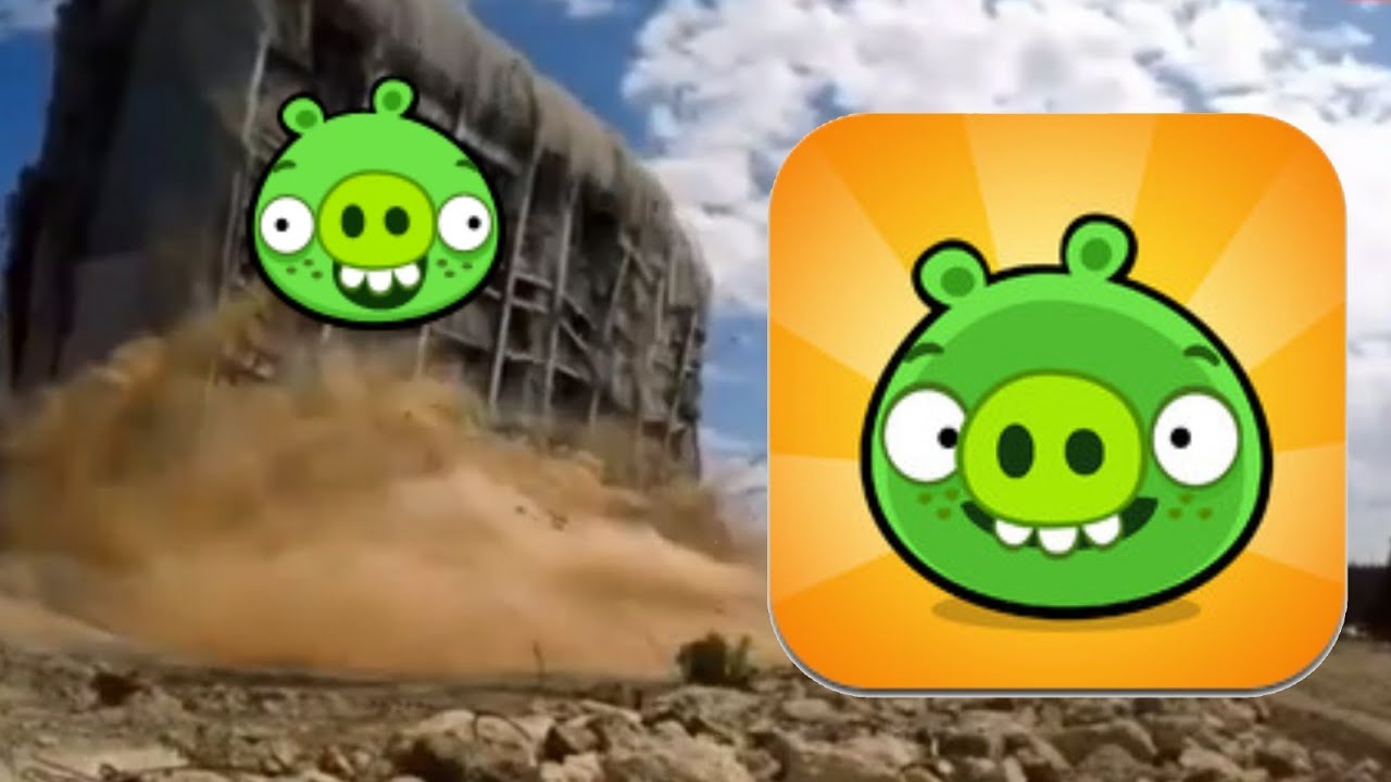 Building collapses but with bad piggies theme song - YouTube