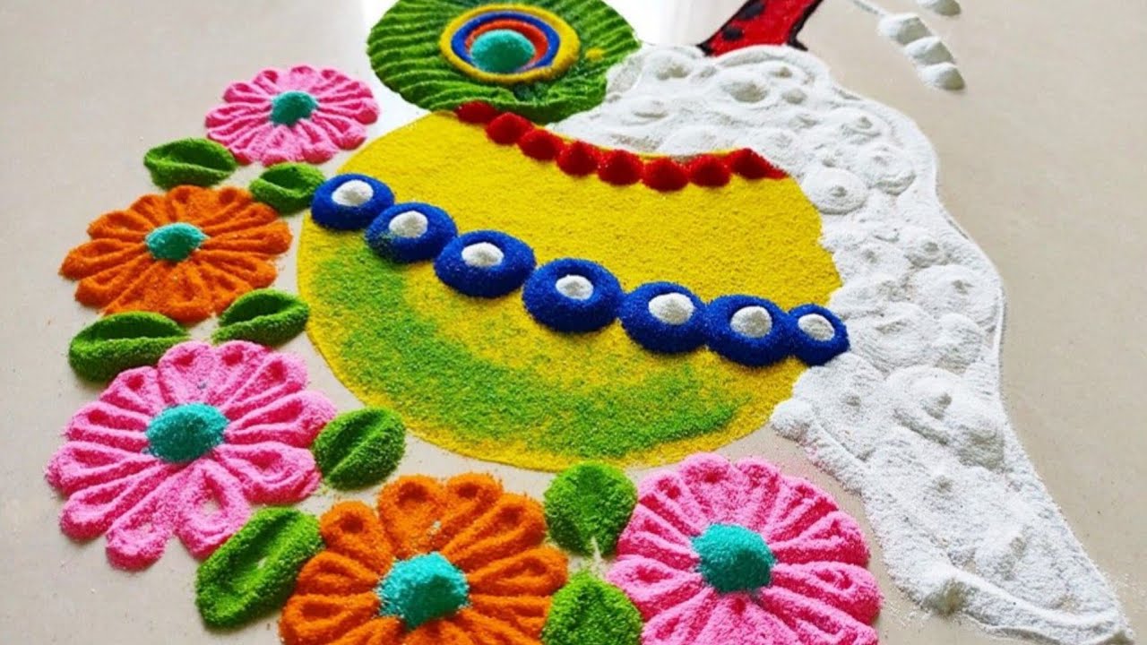 the beautiful Krishna Bansi and dahi handi rangoli jhoti chitall for ...