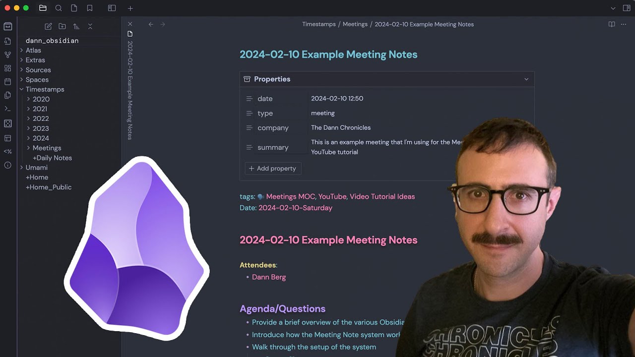 🗣 Obsidian Meeting Note Template Tour and Tutorial - YouTube