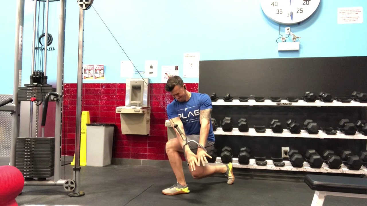 Reverse Lunge w/Contralateral Cable Chop - YouTube