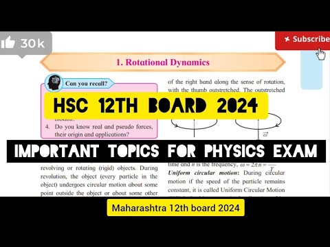 "MAHARASHTRA HSC 12TH BOARD 2024 :- PHYSICS IMPORTANT TOPICS 🤔 ...