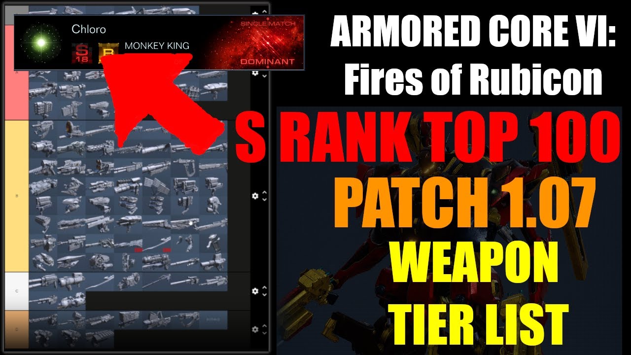 TOP 100 S Rank Weapon Tier List - Patch 1.07 - Armored Core VI: Fires ...