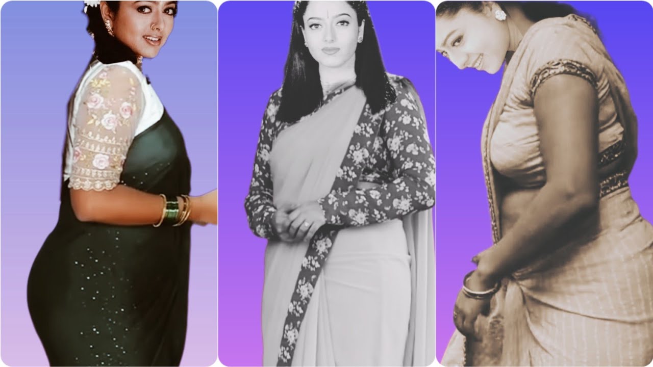 4K South Indian actress soundarya hot in saree look #actresshot # ...