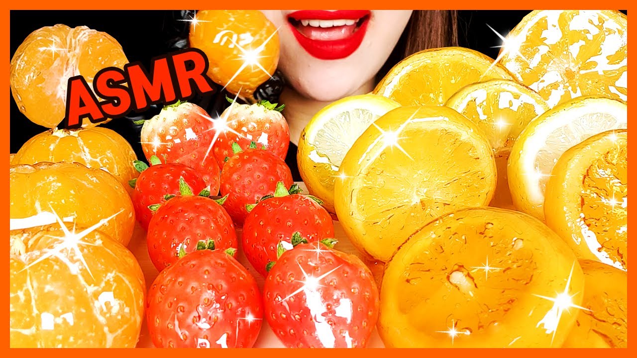 ASMR 🍋Tanghulu,Strawberry, Lemon, Tangerine,Lemon Tanghulu was too sour ...