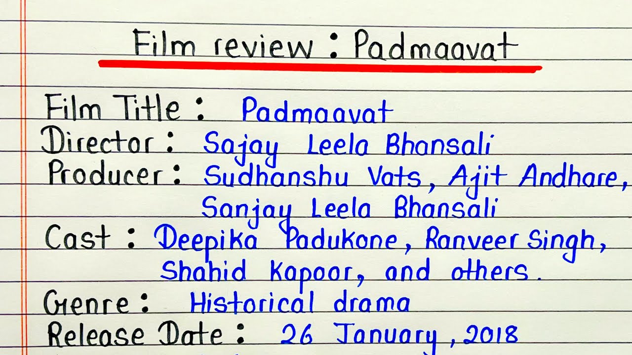 Film review writing- Padmaavat | Film review writing class 12 | Movie ...