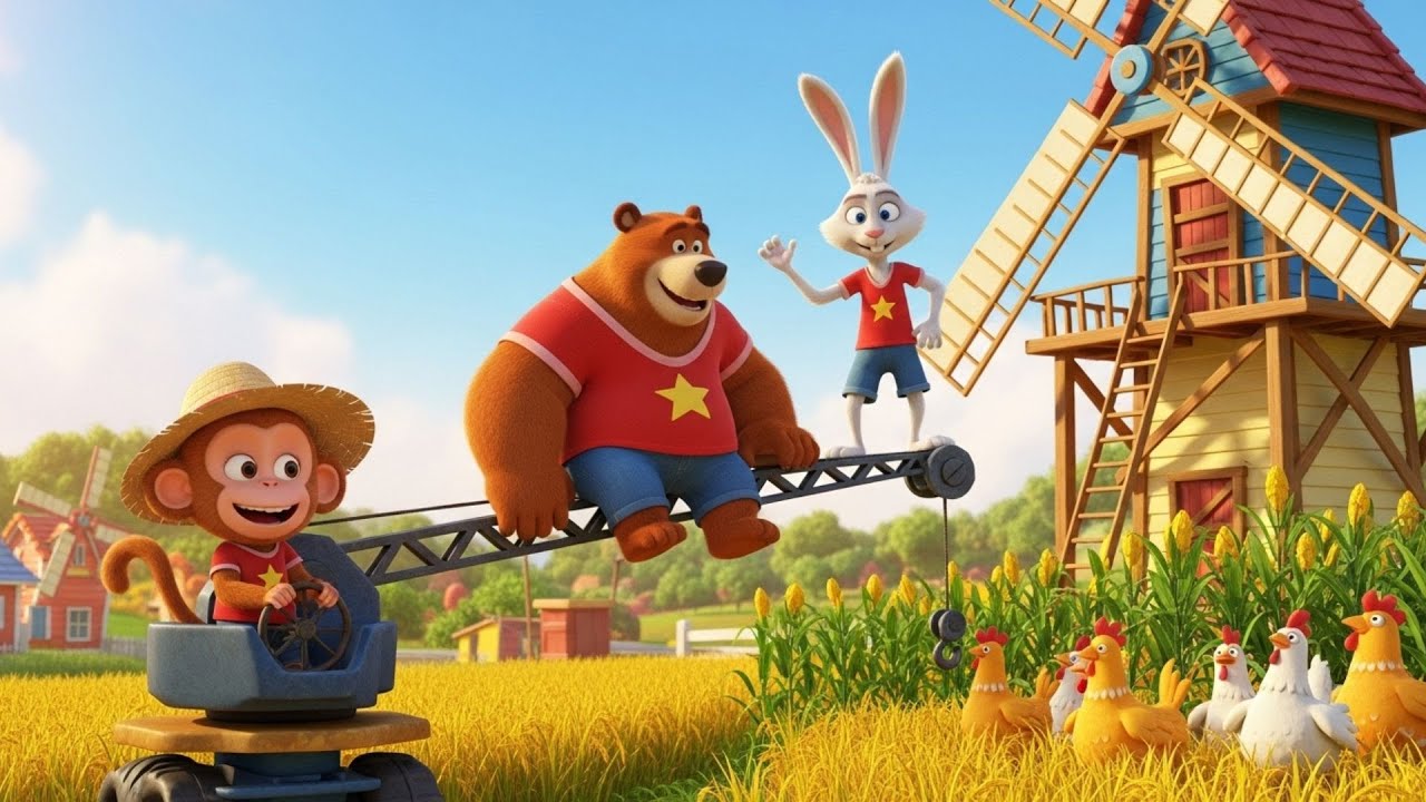 Monkey's Invention Causes a Flour Storm on the Farm Mimi Monkey and ...