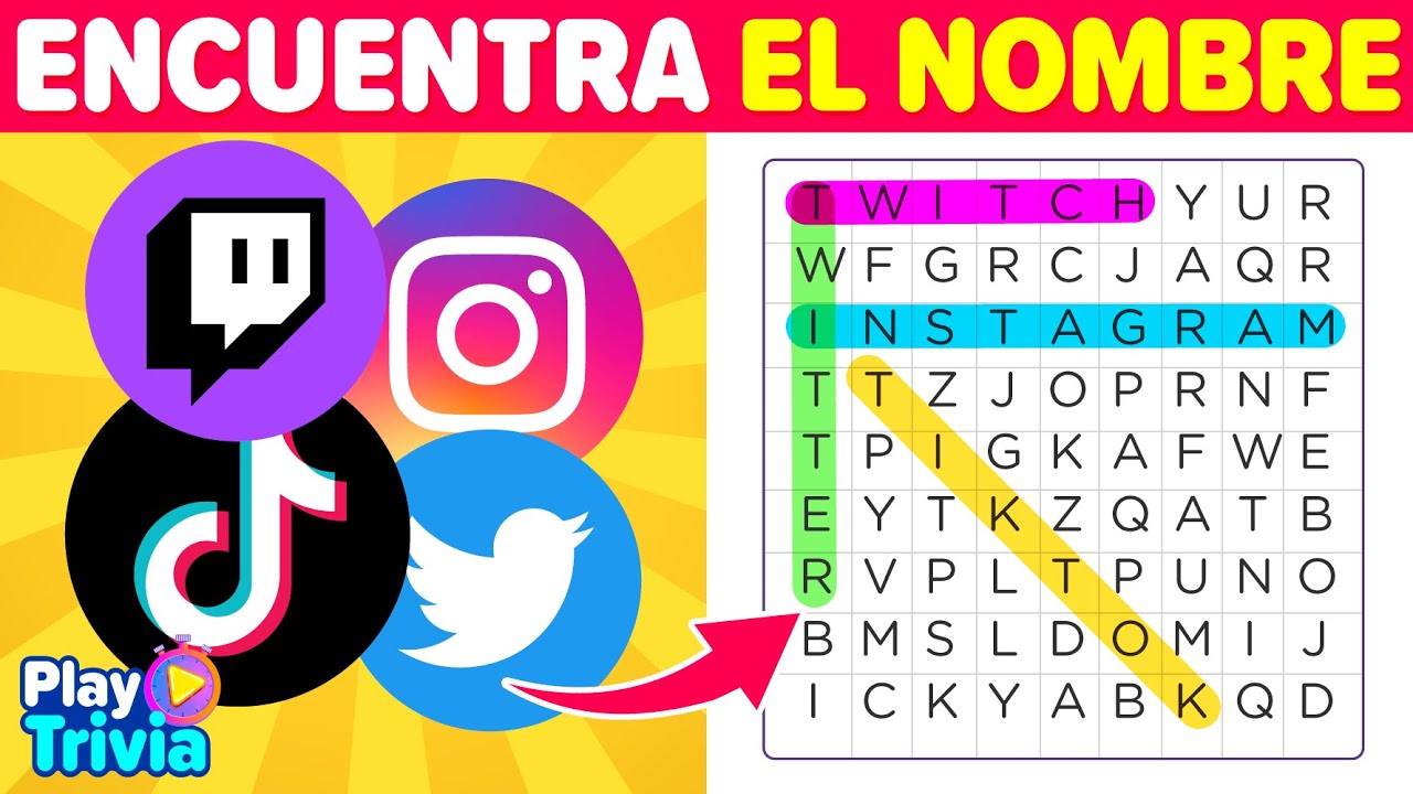SOPA de LETRAS de Redes Sociales 🔍🤩⚡ Pupiletras | #playtrivia - YouTube