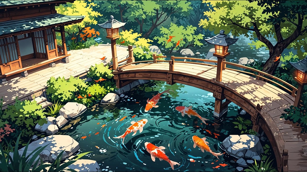 Koi Pond Lofi Beats: Chill Music for a Peaceful Mind - YouTube