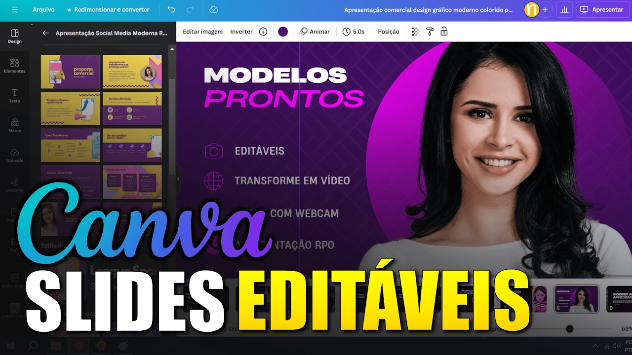 SLIDES EDITÁVEIS no CANVA - Modelos de Apresentações Prontos - Como ...