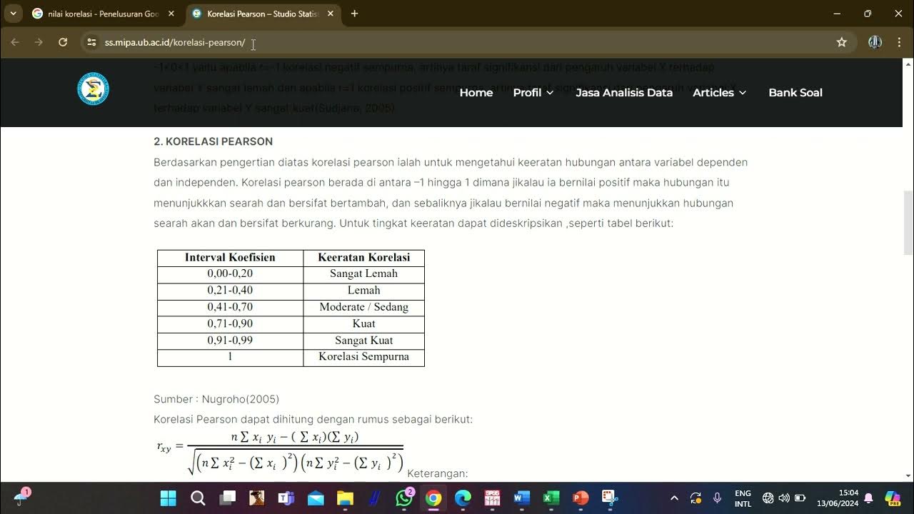 cara uji korelasi data penelitian - YouTube