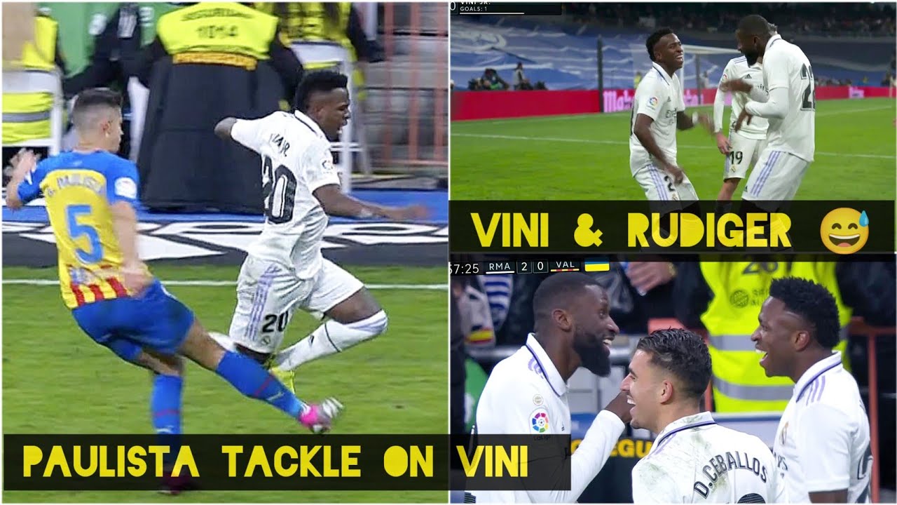 Vinicius Jr Kicked by Gabriel Paulista Red Card Tackle as Rüdiger and ...