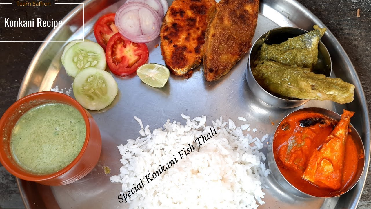Special Konkani Fish Thali | Bangde Ambat | Paplet Green Sukka | Iswan ...