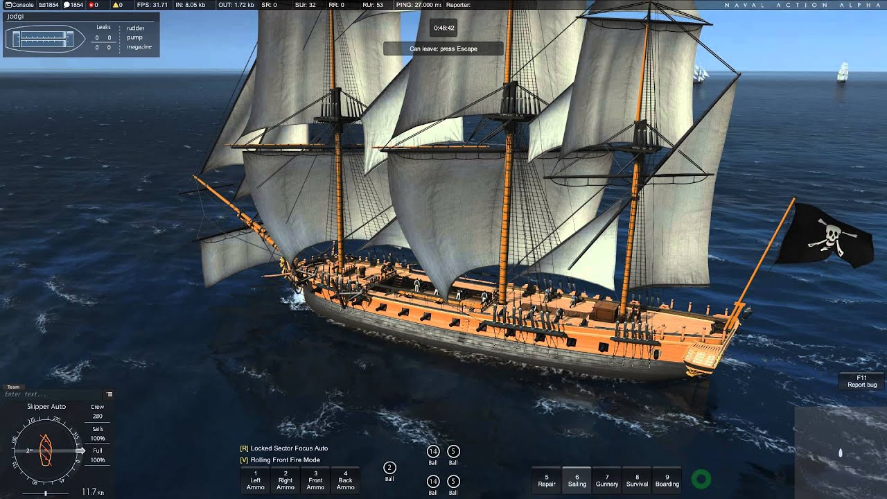 Naval Action - Belle Poule beam reach accelleration - YouTube