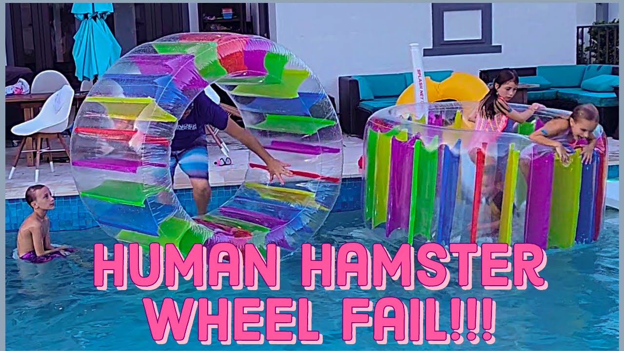 Fail. Human Hamster Wheel Race can't start.He can't stay in! - YouTube