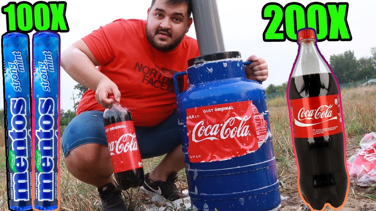 MI-AM TURNAT 100 LITRI DE COCA COLA CU 200 MENTOS IN CAP! - YouTube