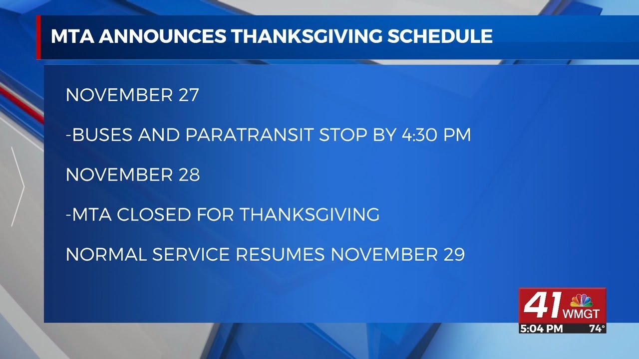 MTA releases Thanksgiving schedule, closed for the holiday - YouTube