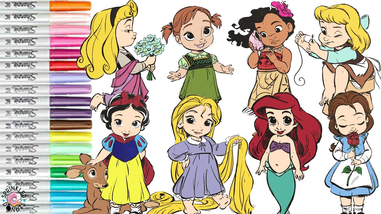 Disney Princess Coloring Book Compilation Aurora Belle Moana Anna ...