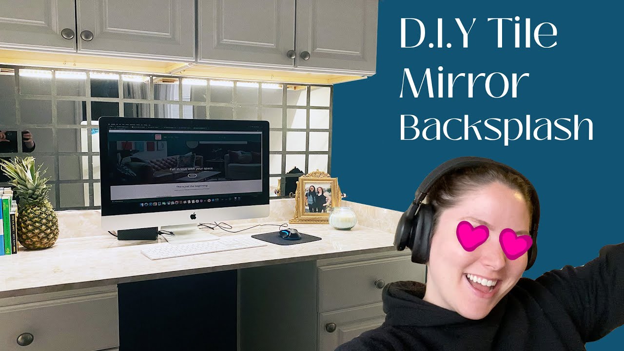 DIY $50 Renter Friendly Tile Mirror Backsplash - YouTube