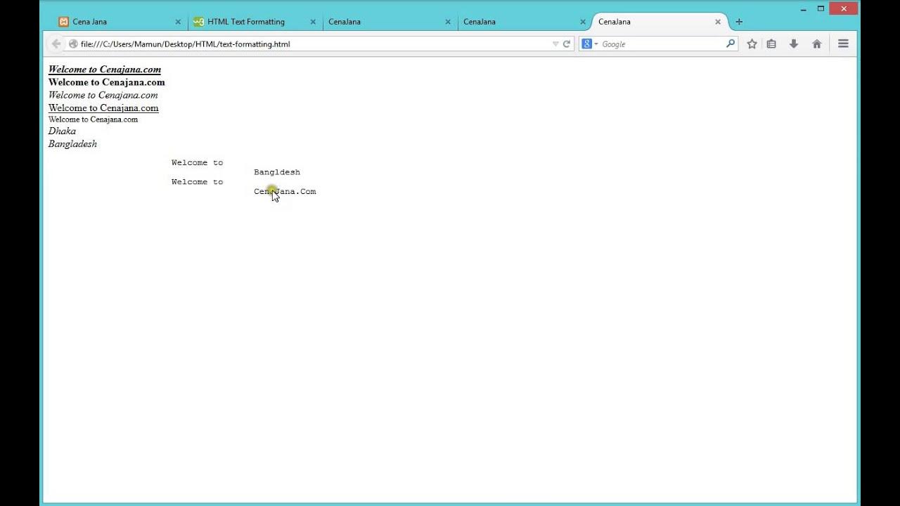 HTML Bangla Tutorials Lession 5 ( Text Formatting ) - YouTube
