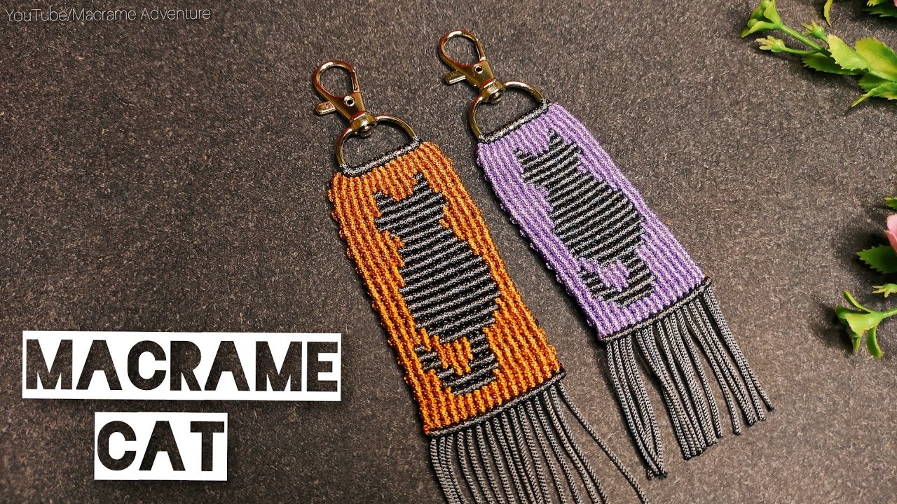 DIY macrame keychain cat 🐈 | Macrame cat in pixels - YouTube