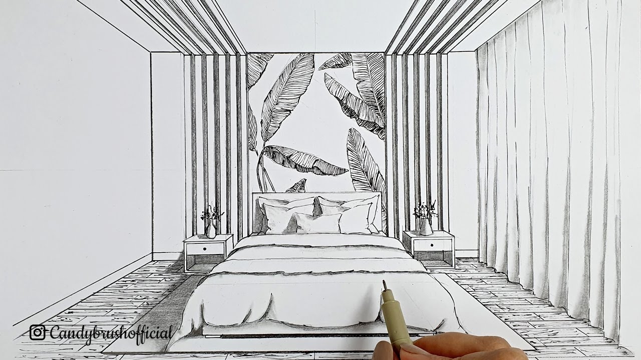 Drawing A Bedroom In One Point Perspective | Timelapse - YouTube