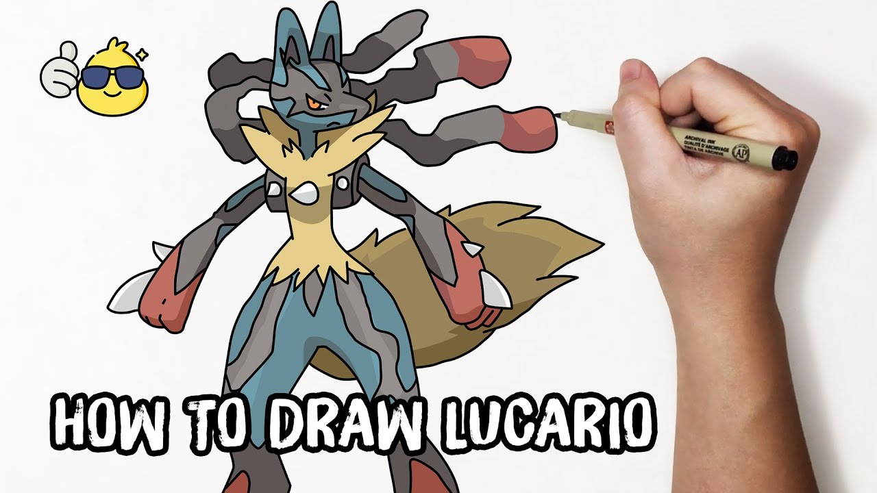 How to Draw Lucario Mega Pokemon Step by Step Easy | Duc Draw - YouTube