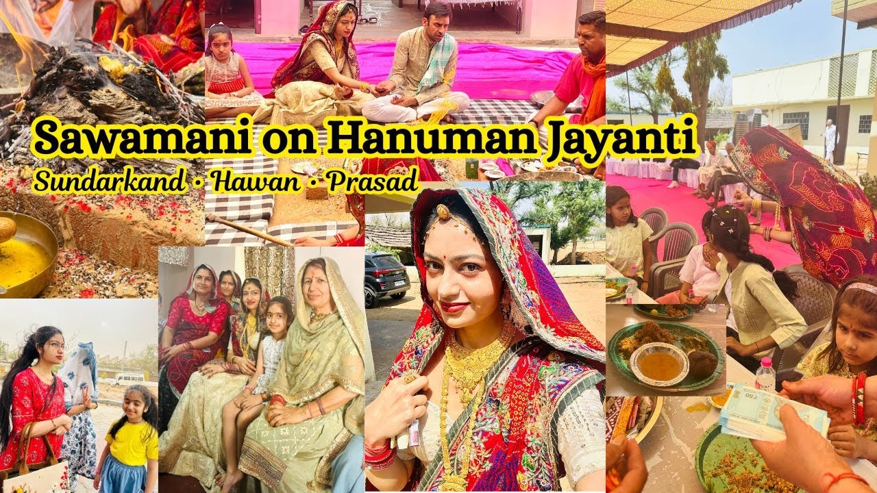 Sawamani & Sundarkand Pooja on Hanuman Jayanti 🙏 Hawan 🔥 Family ...