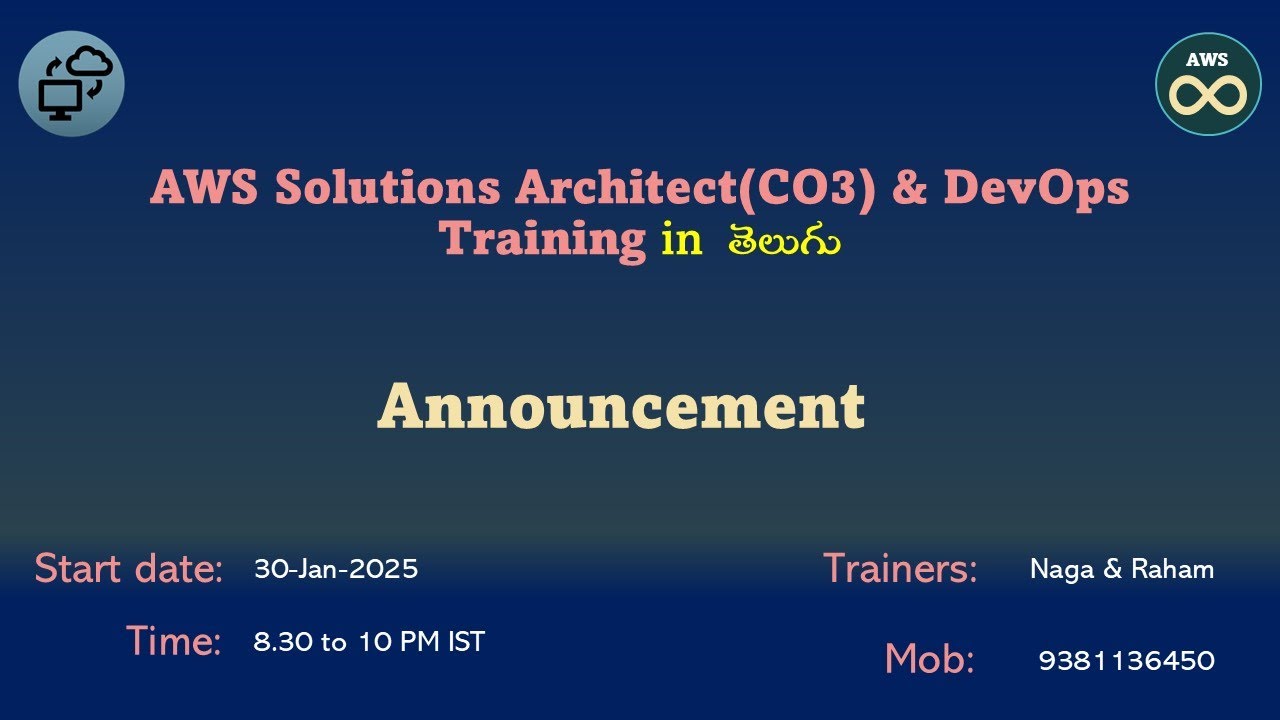Announcement | AWS SAA & DevOps 30-Jan-2025 batch | Cloud Computing In ...