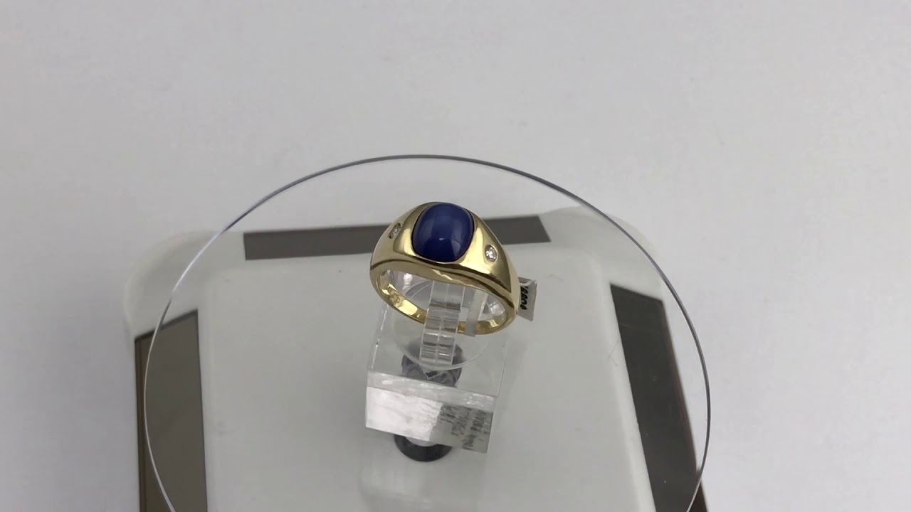 Men's JTC Vintage 14K Yellow Gold Genuine Oval Six Point Star Sapphire ...